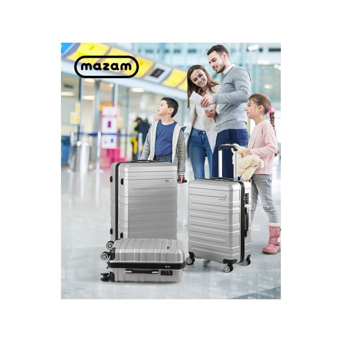 Mazam 3PCS Luggage Suitcase Set TSA Lock Silver - Bunnings Australia
