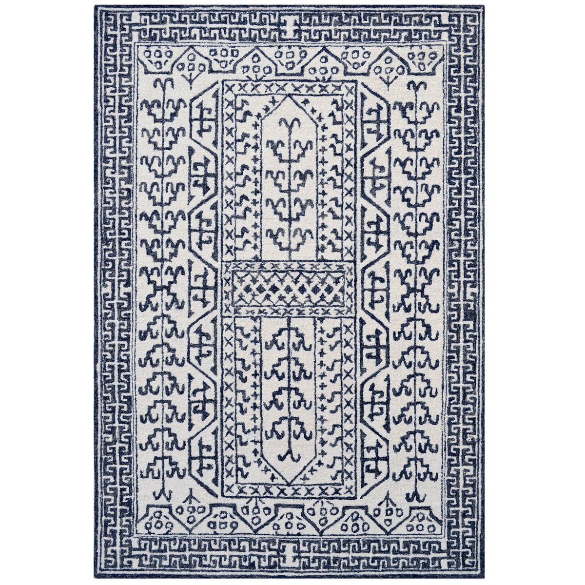 Handmade Designer Wool Rug-Lipi 6271-Ivory/Grey-160x230cm - Bunnings Australia