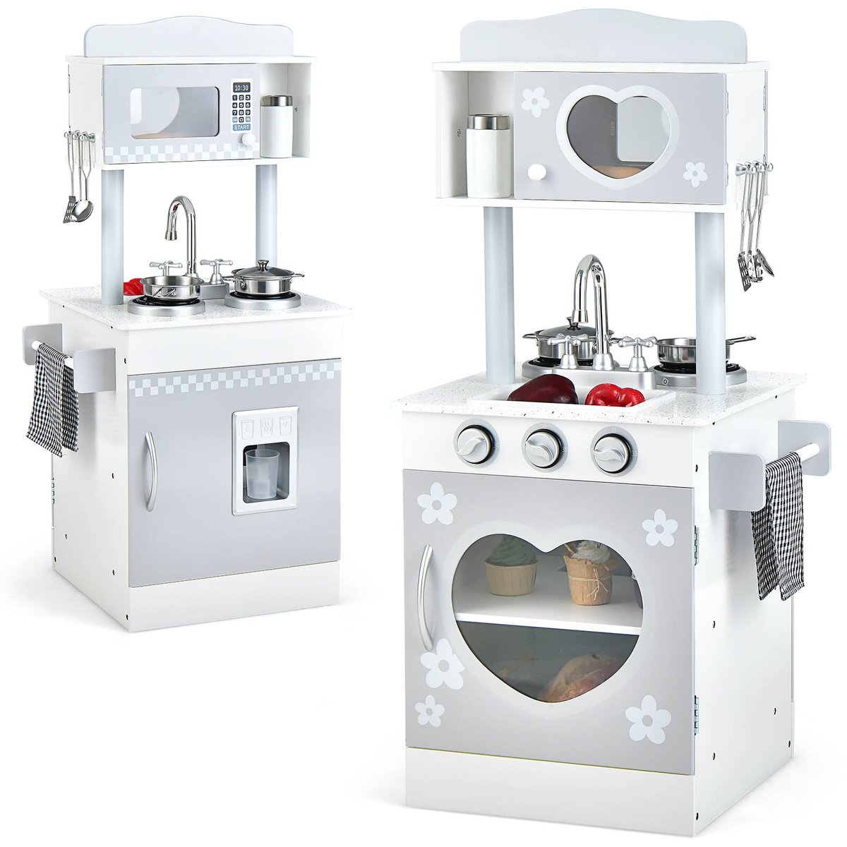 Costway Kids Kitchen Playset Double-sided Cooking Toy White - Bunnings ...