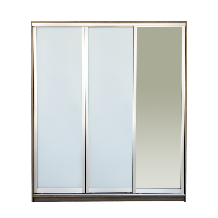 Bedford 1717mm Smoked Ash 3 Door Sliding Robe Bundle with 2 White Glass ...