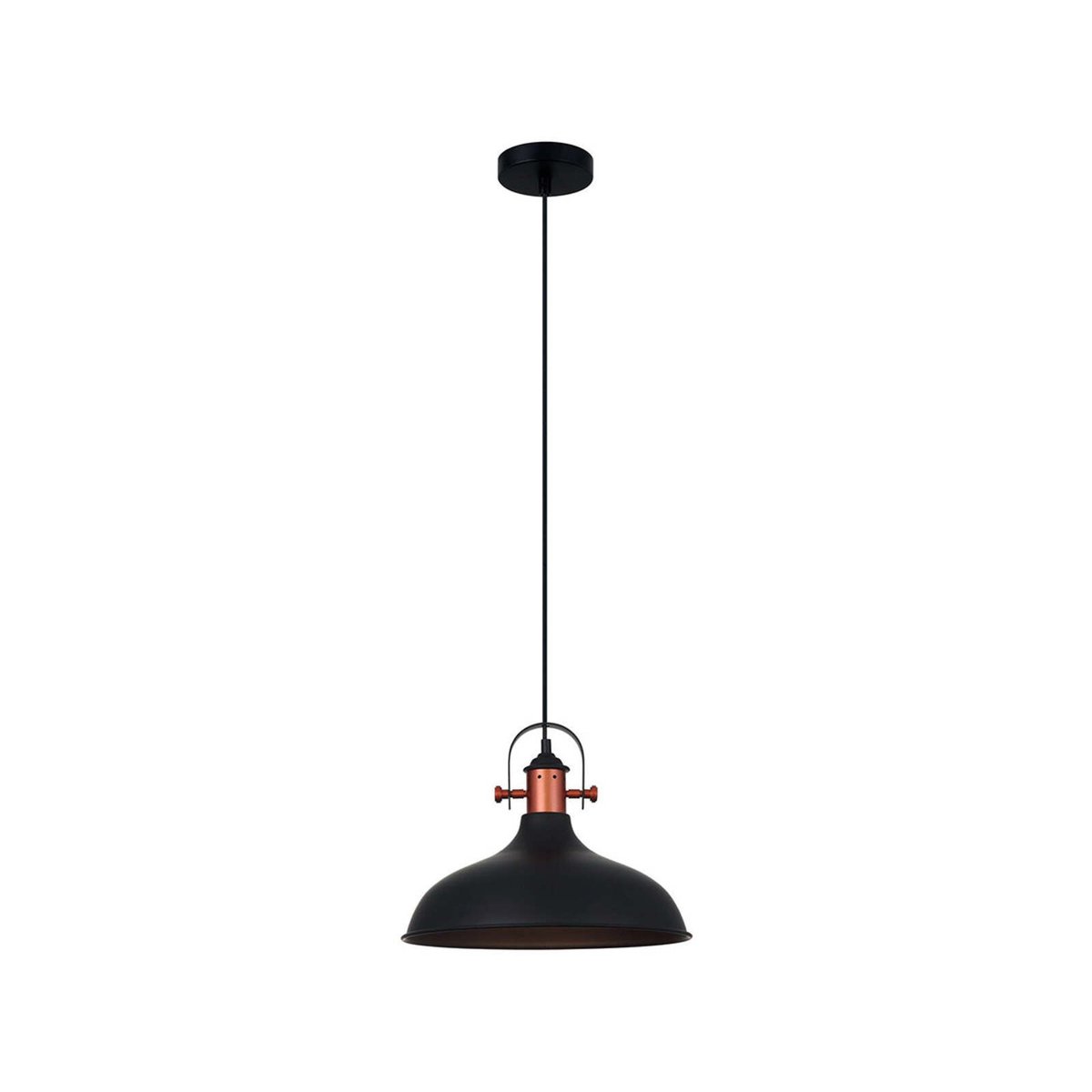 CLA Lighting NARVIK Dome with Copper Highlight Pendant Light - Black ...