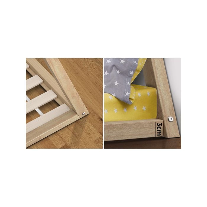 Oikiture Wooden Bed Frame Single Timber Teepee House Base Platform ...