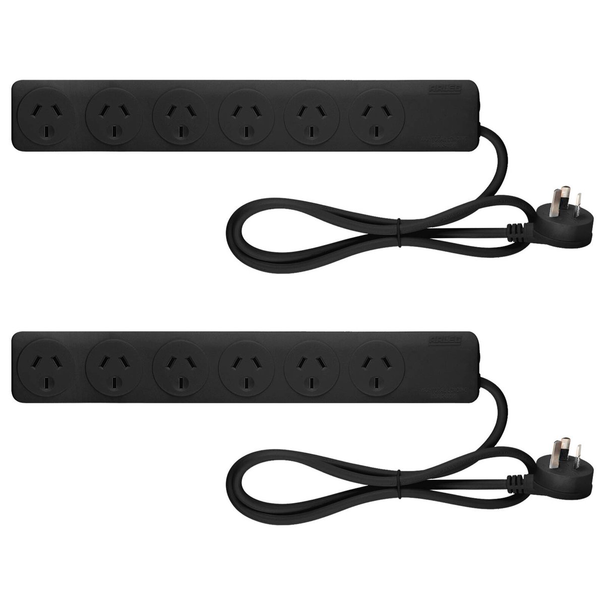 Arlec Black 6 Outlet Powerboard - 2 Pack - Bunnings Australia