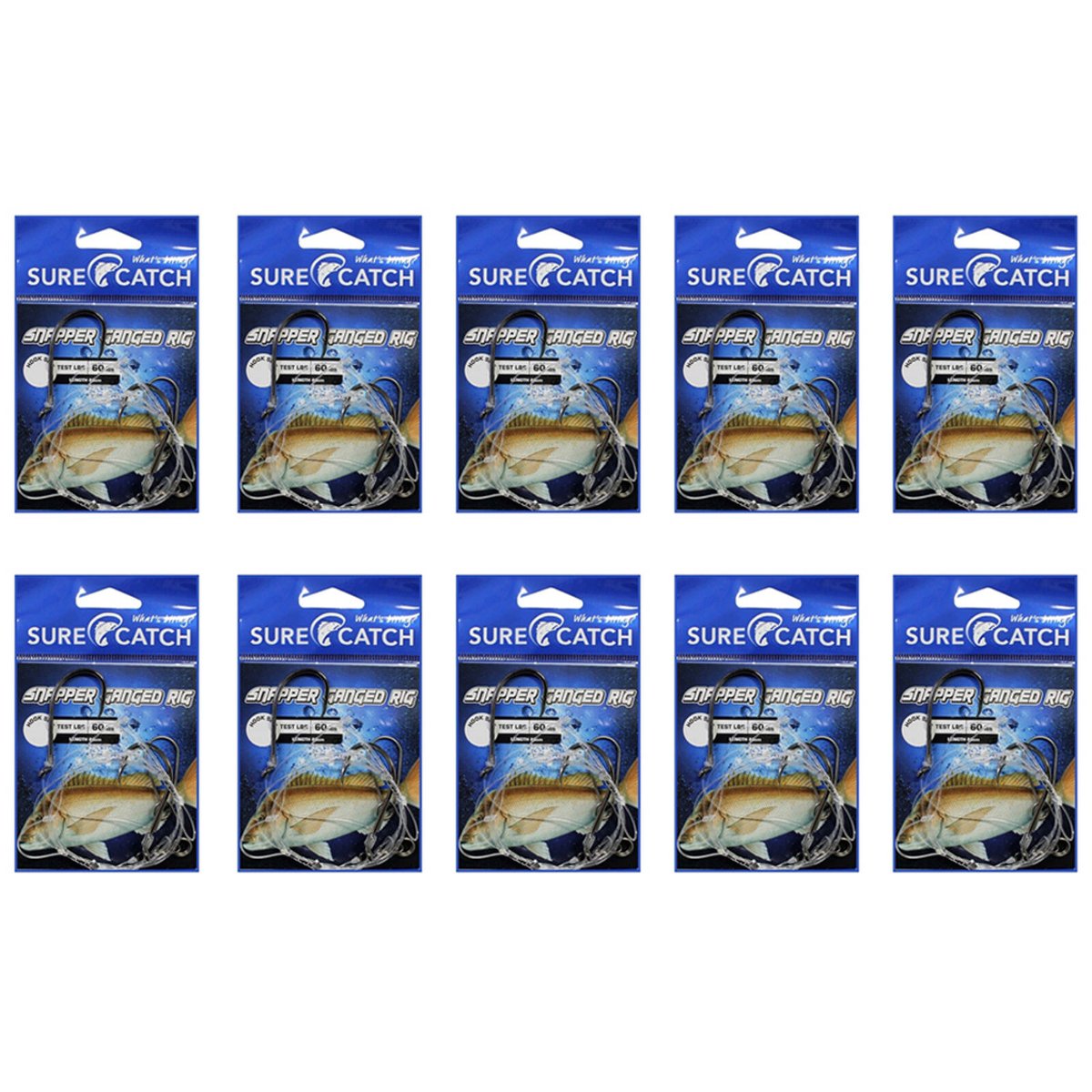 10x Surecatch Pre-Tied Snapper Rig - Ganged Hook Rig Sharpened Hook - Size 7/0 - Bunnings Australia