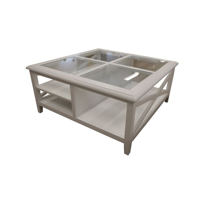 Daisy Coffee Table 100cm Glass Top Solid Acacia Wood Hampton Furniture ...