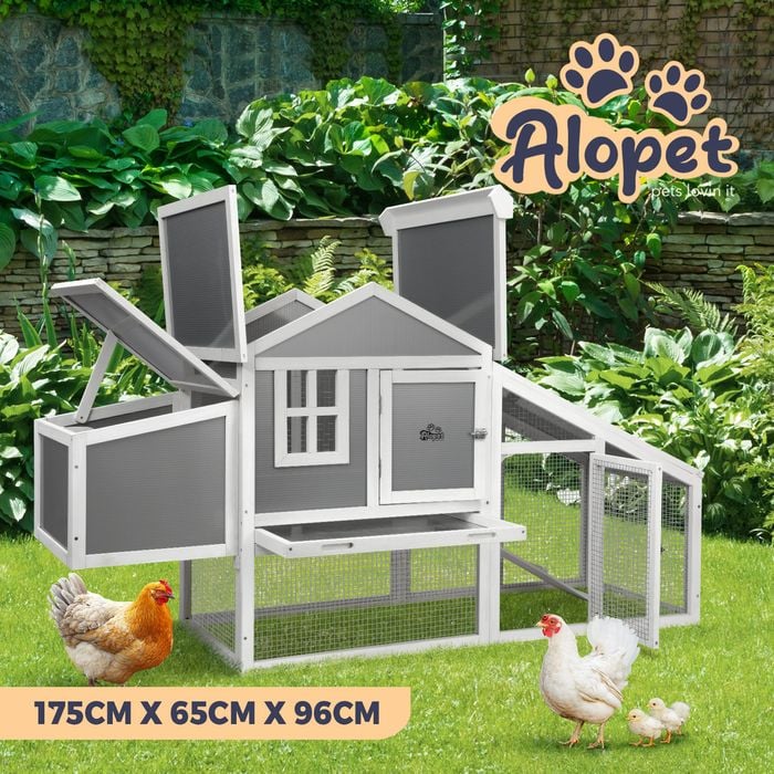 Alopet Chicken Coop Rabbit Hutch Large Wooden House Run Hatch Box Open ...