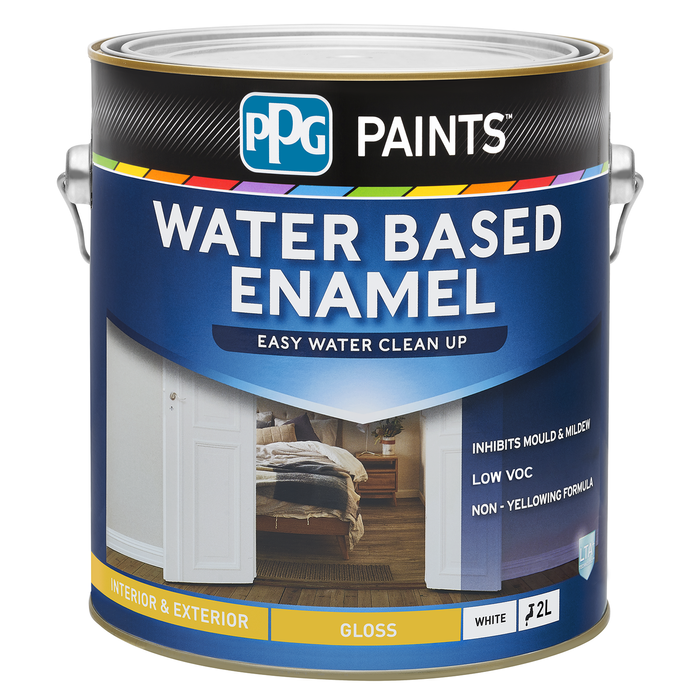 PPG Paints Gloss White 2L Water Based Enamel Paint - Bunnings New Zealand
