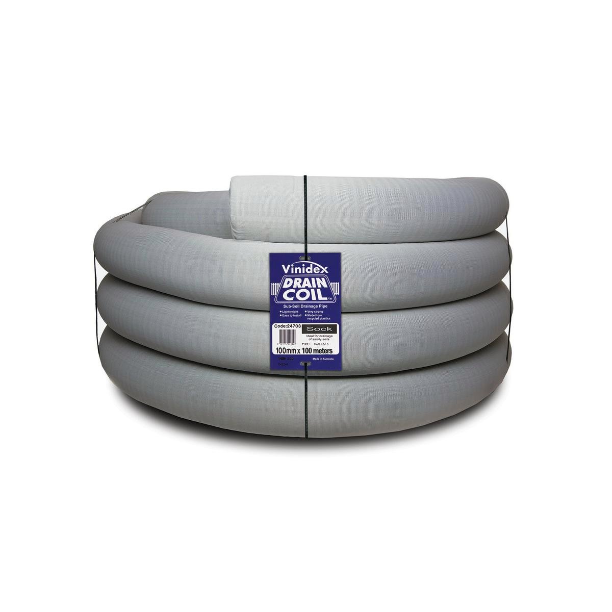 Vinidex 100mm x 100m Socked Slotted Draincoil - Bunnings Australia