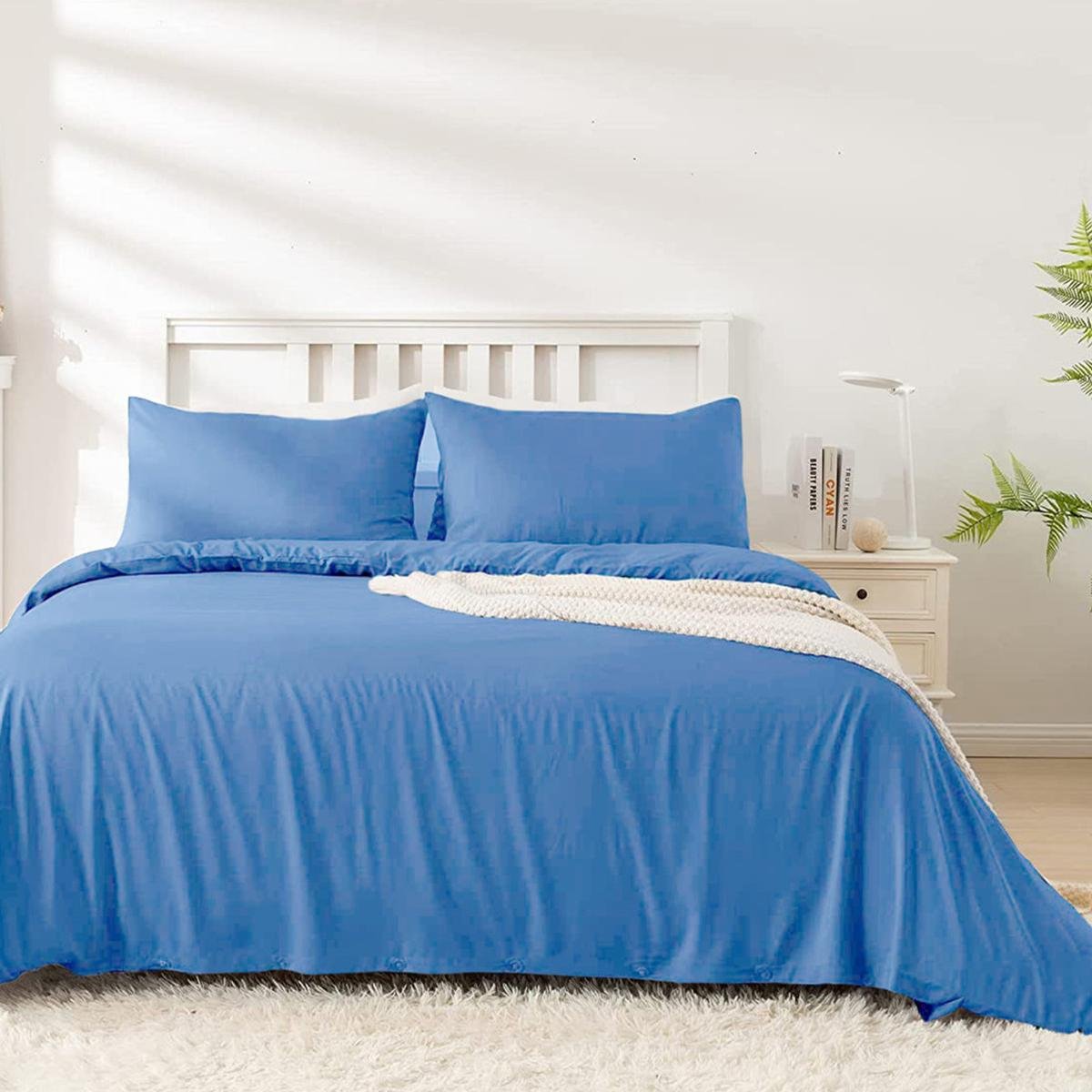 LINENOVA 2000TC Bamboo Blend Quilt Cover Set - Single,Ocean - Bunnings ...
