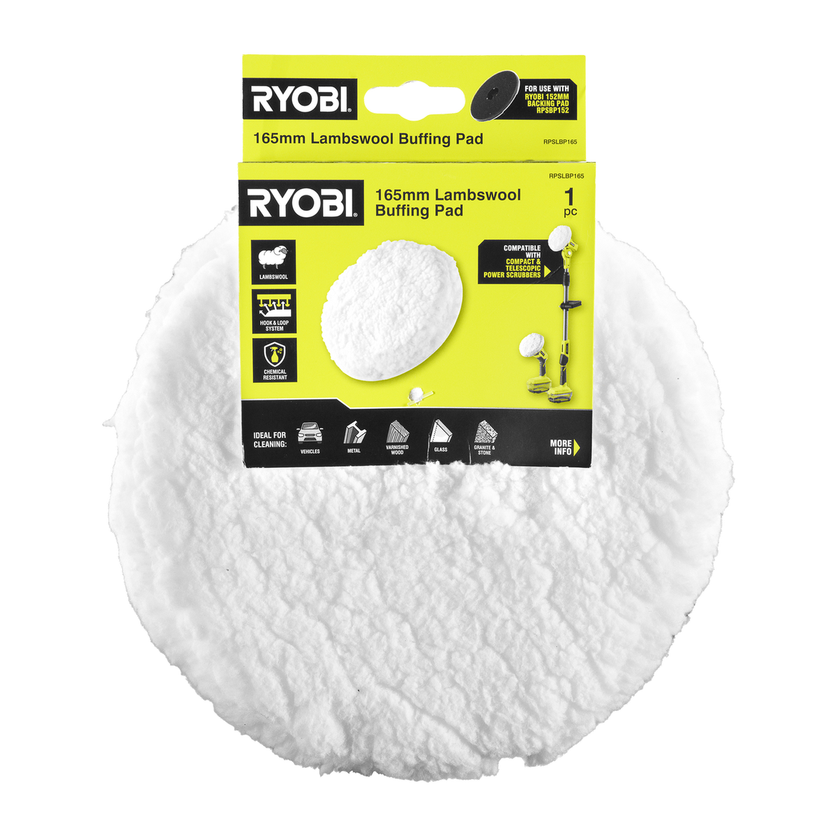 Ryobi 165mm Lambswool Buffing Pad - Bunnings Australia