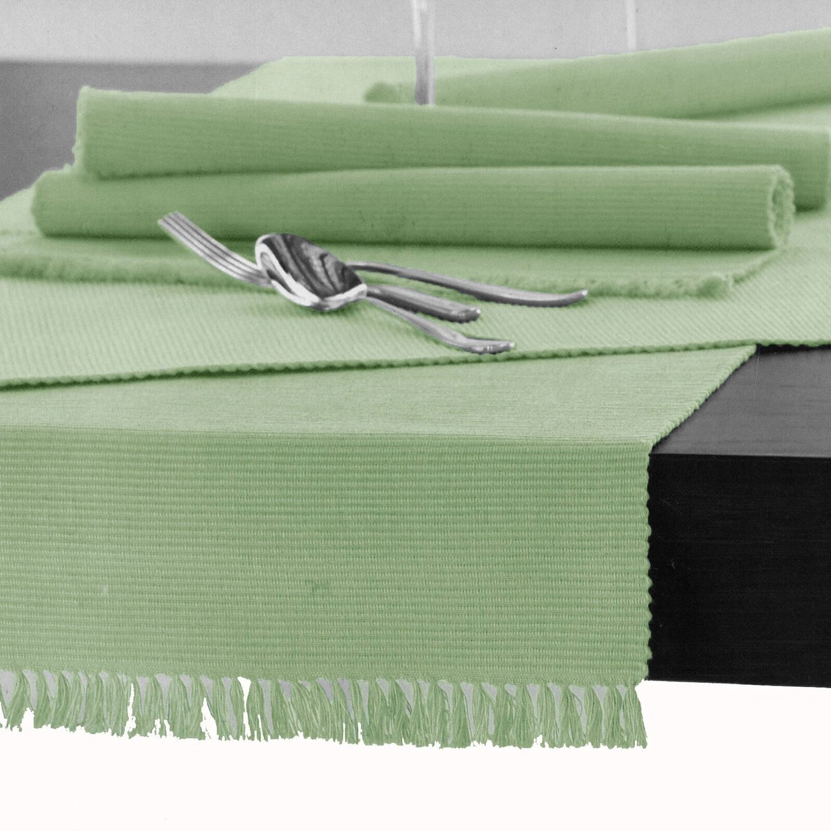 Hoydu Cotton Ribbed Table Runner 45cm x 200cm - Reed Green - Bunnings ...