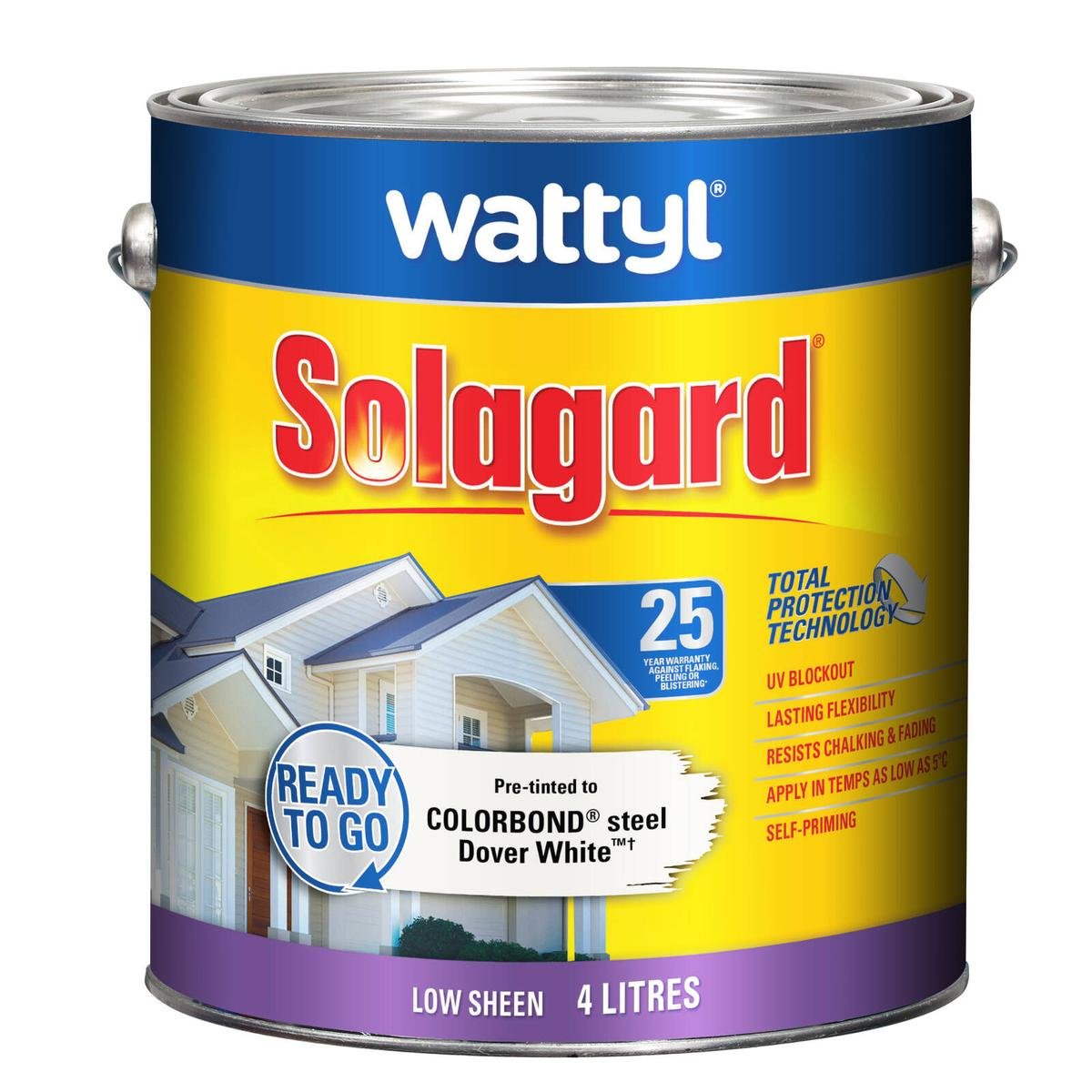 Wattyl Solagard 4L Pre-tinted Dover White Low Sheen Exterior Paint ...
