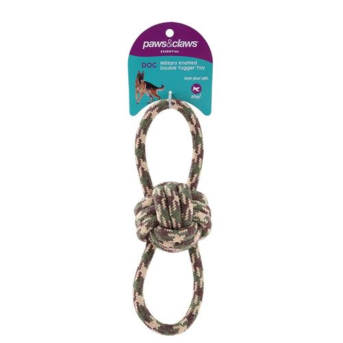 Paws & Claws Military 22cm Knotted Double Tugger Toy Assorted ...