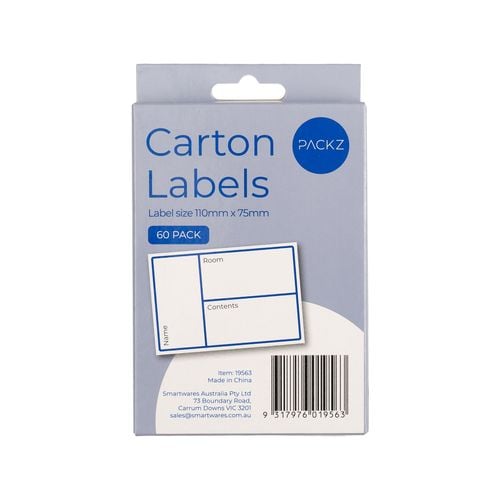 Packz 110 x 75mm Carton Labels - 60 Pack - Bunnings Australia