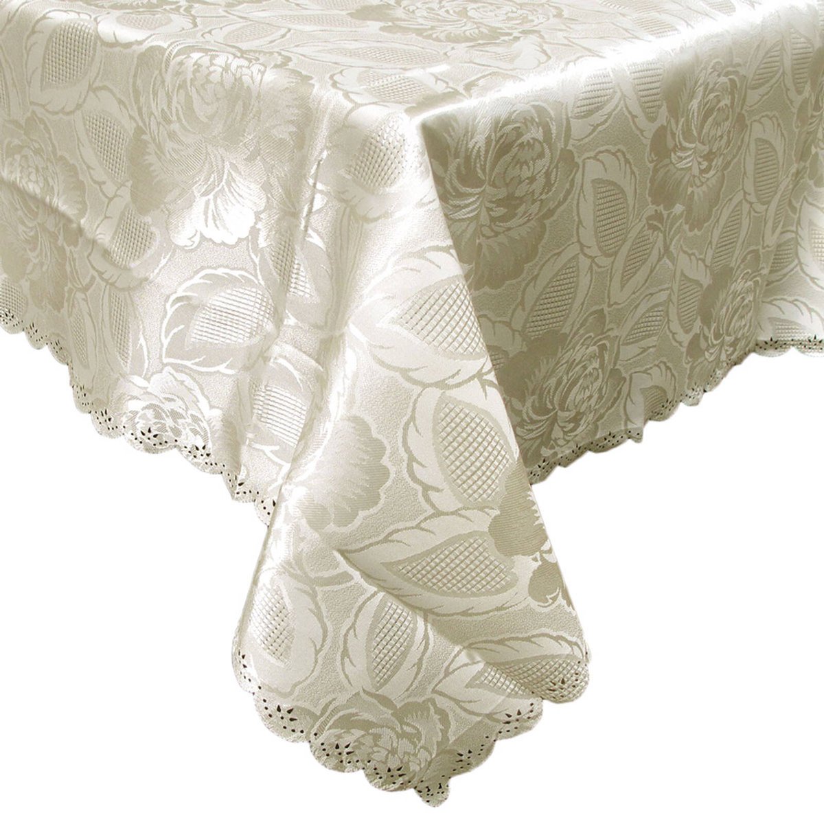 Rose Ecru Luxury Jacquard Tablecloth 150 x 270 cm - Bunnings Australia