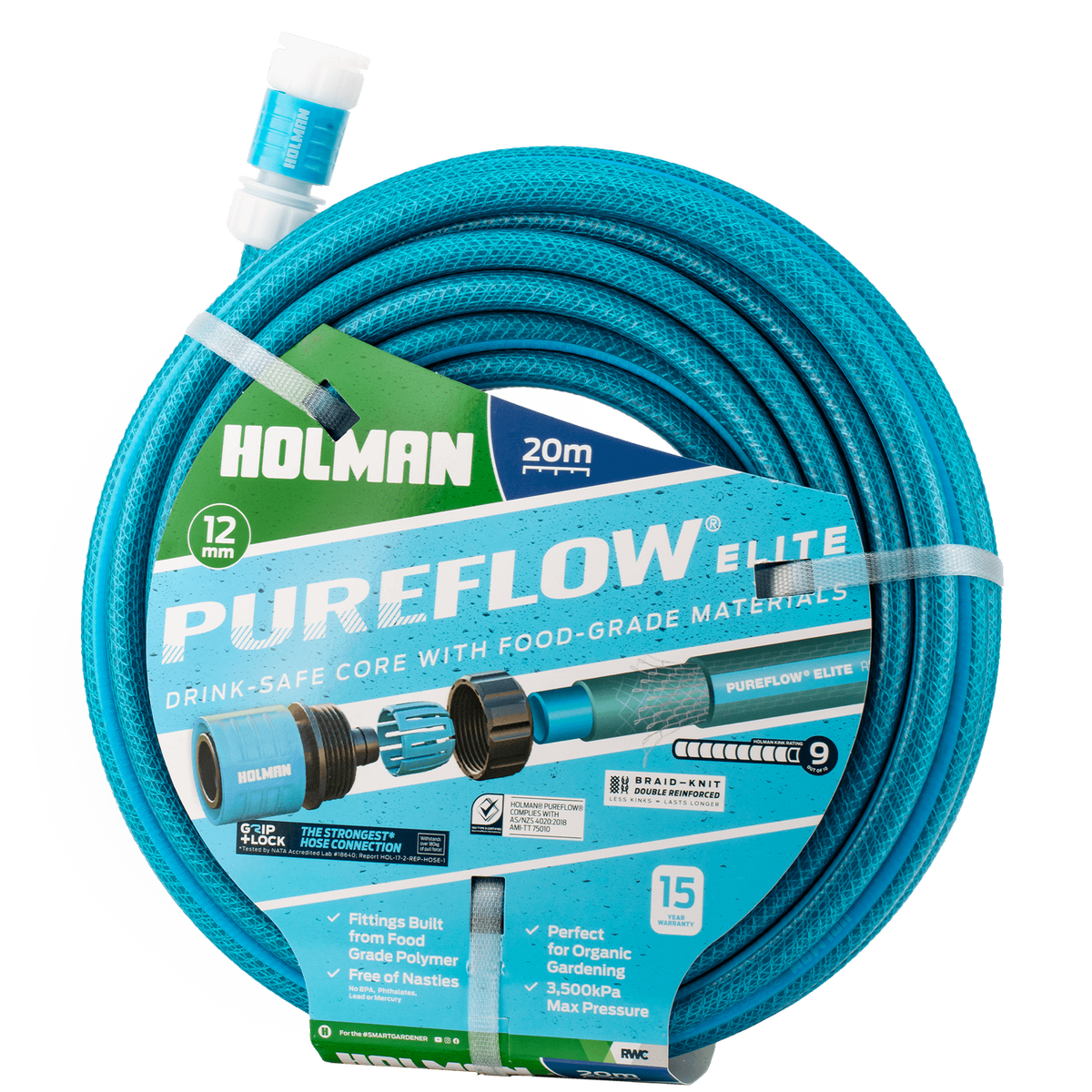 12mm × 20m PUREFLOW® ELITE Drinking Water Safe Hose - Bunnings Australia