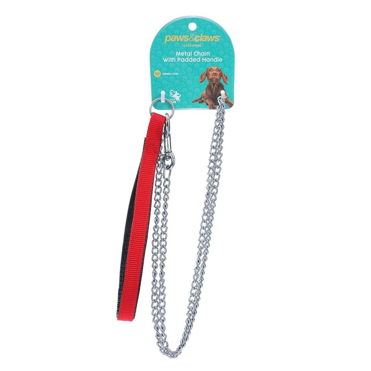 Paws & Claws Pet/Dog 120x2cm Chain Lead w/ Padded Handle - Assorted ...