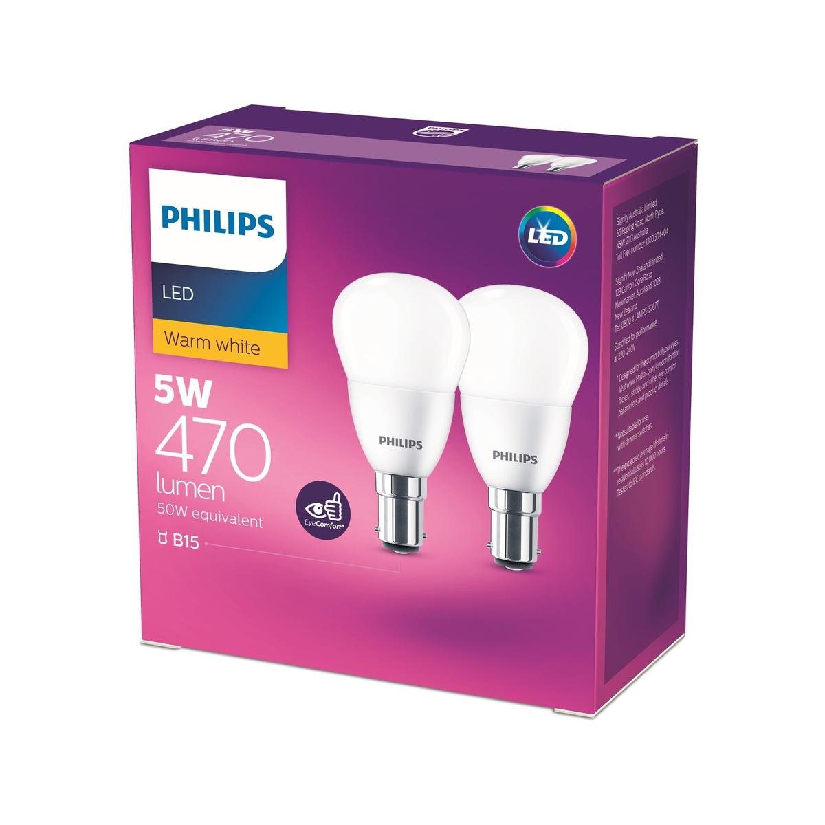 Philips B35 B15 LED 470Lm Warm White 5W Fancy Round - 2 Pack - Bunnings ...