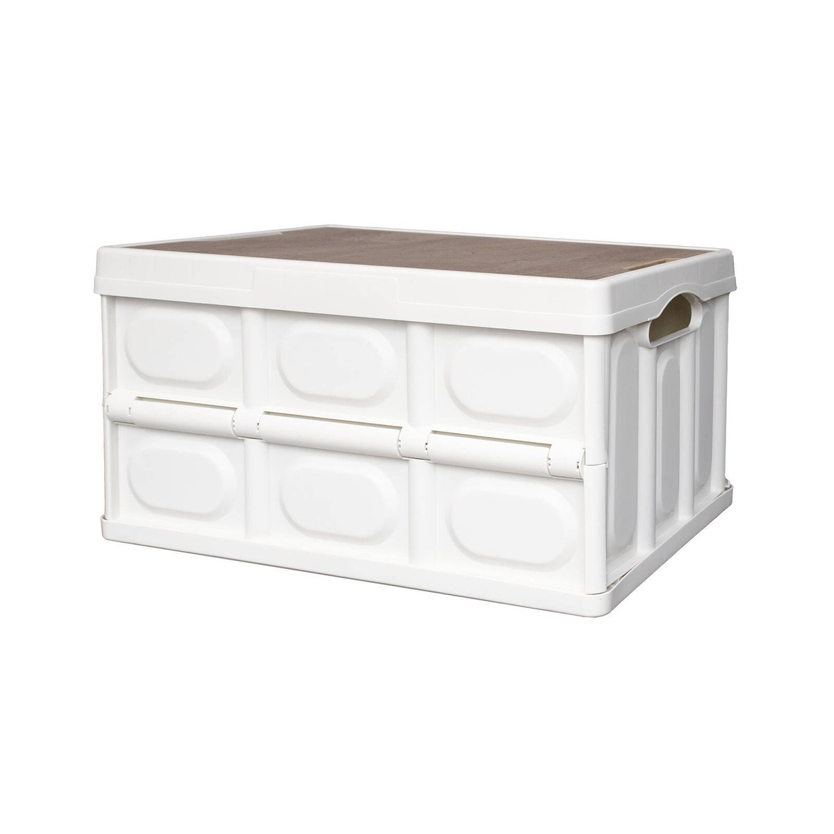All Set Cream & Walnut Collapsible Storage Crate With Lid - Bunnings ...
