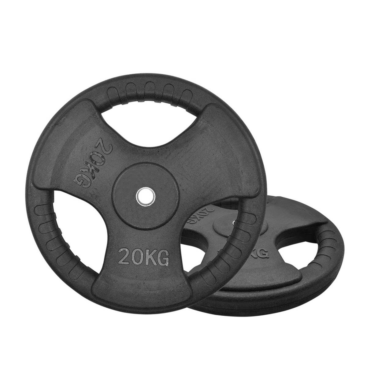2 Pack of 20kg - Total 40kg Standard Rubber Coated Weight Plate Set - Commercial Grade ...