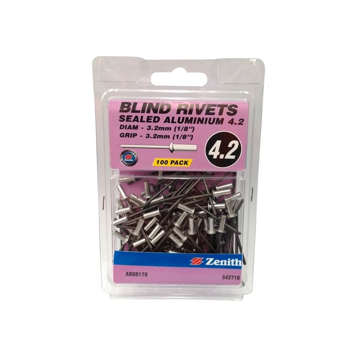 Zenith Blind Rivet Sealed Aluminium 1/8"Dia x 1/8"Grip 100pk - Bunnings ...