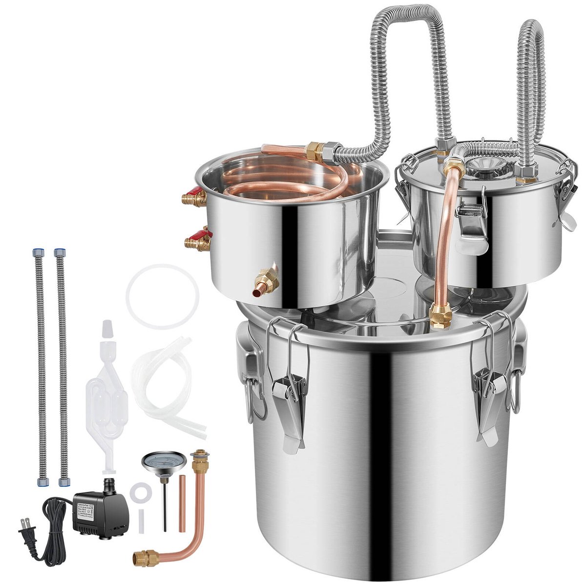 Vevor Alcohol Distiller,3 Pot 12L,Water Wine Boiler Home Brew ...