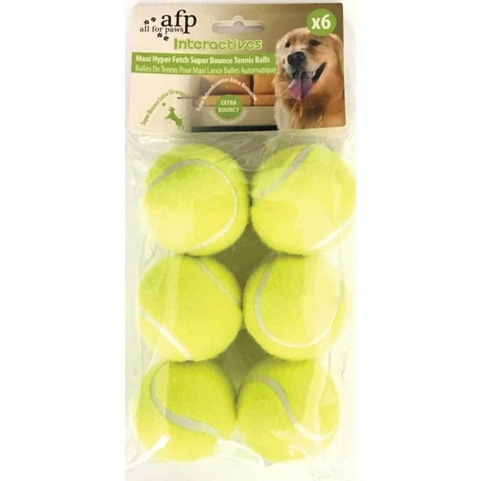 6 Pack Extra Bouncy Dog Fetch Balls AFP Hyper Maxi Super Bounce Tennis ...