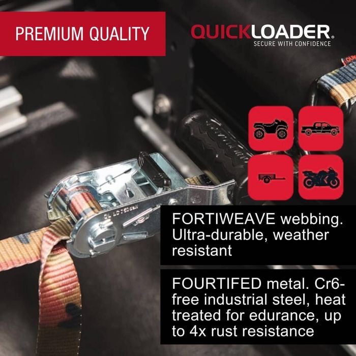 Quickloader Rebel Ratchet Strap 25mm x 4m 400kg Lashing Capacity - 2 ...