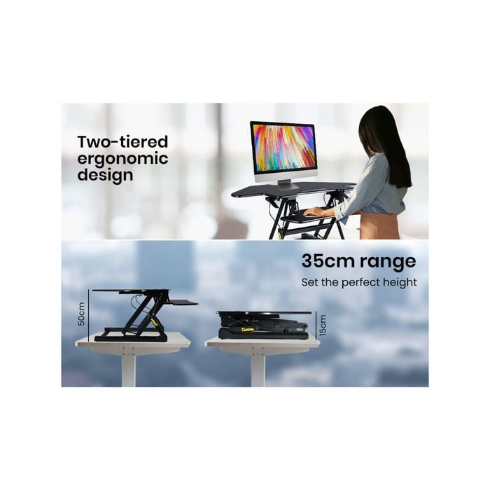 FORTIA Corner Desk Riser 110cm Wide Adjustable Sit to Stand for Dual ...