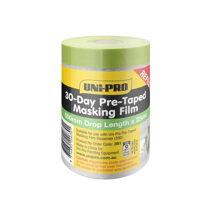 UNi-PRO 550mm x 25m 30-Day Pre-Taped Masking Tape / Film Refill ...
