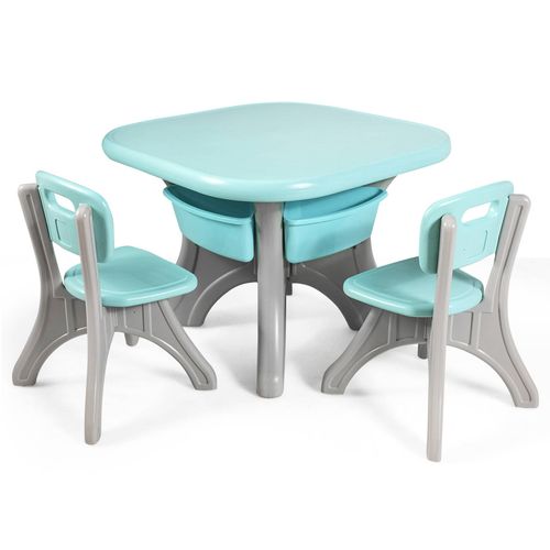 Costway Kids Table and Chairs Set Activity Play Desk with Storage Box ...