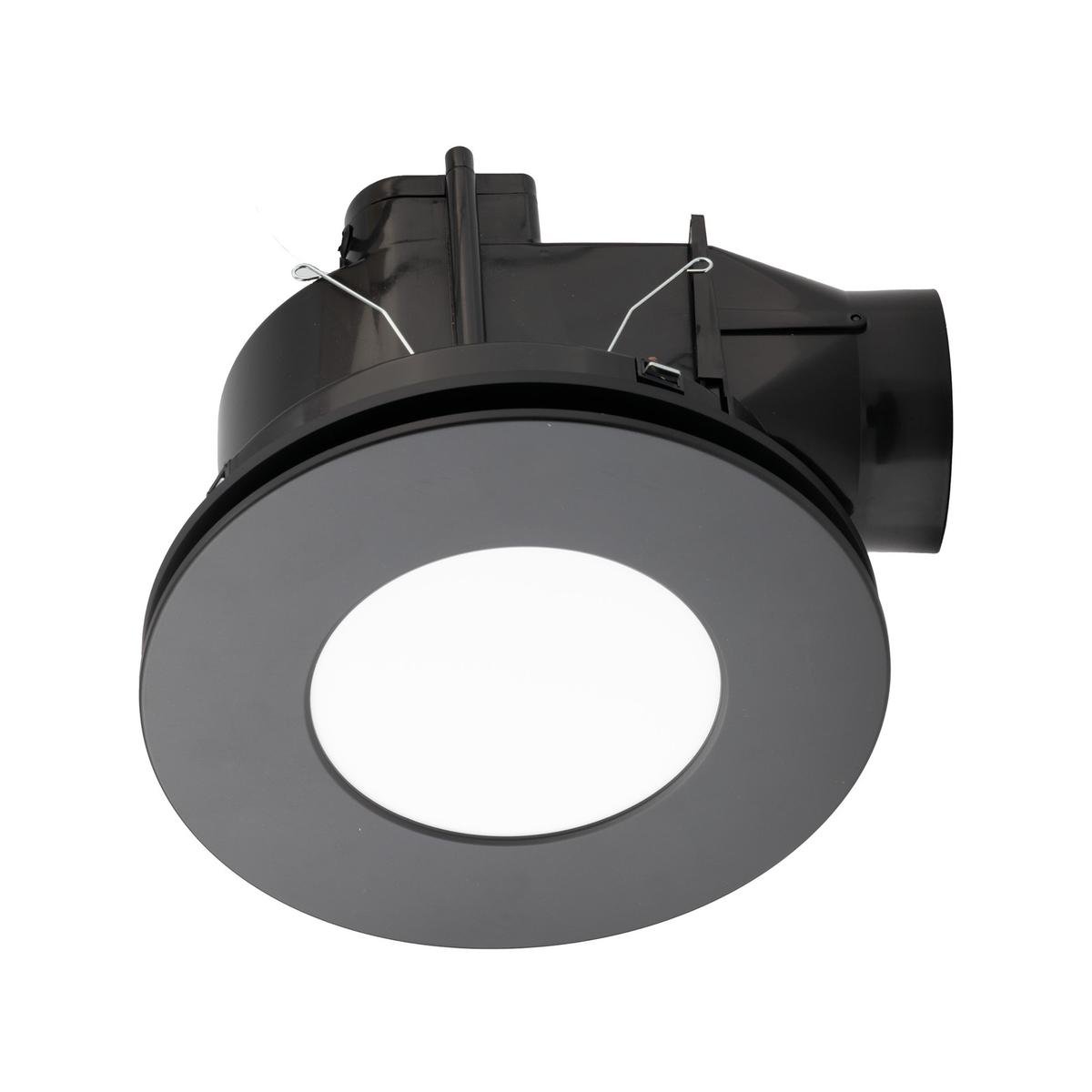Mercator 240mm Black DIY Plug-In Round Exhaust Fan with Tri-Colour LED ...