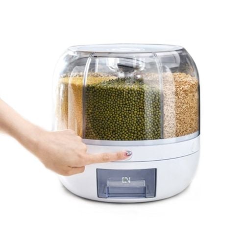 6 In 1 Rotating 360° Dry Food Dispenser Grain Rice Storage Container ...
