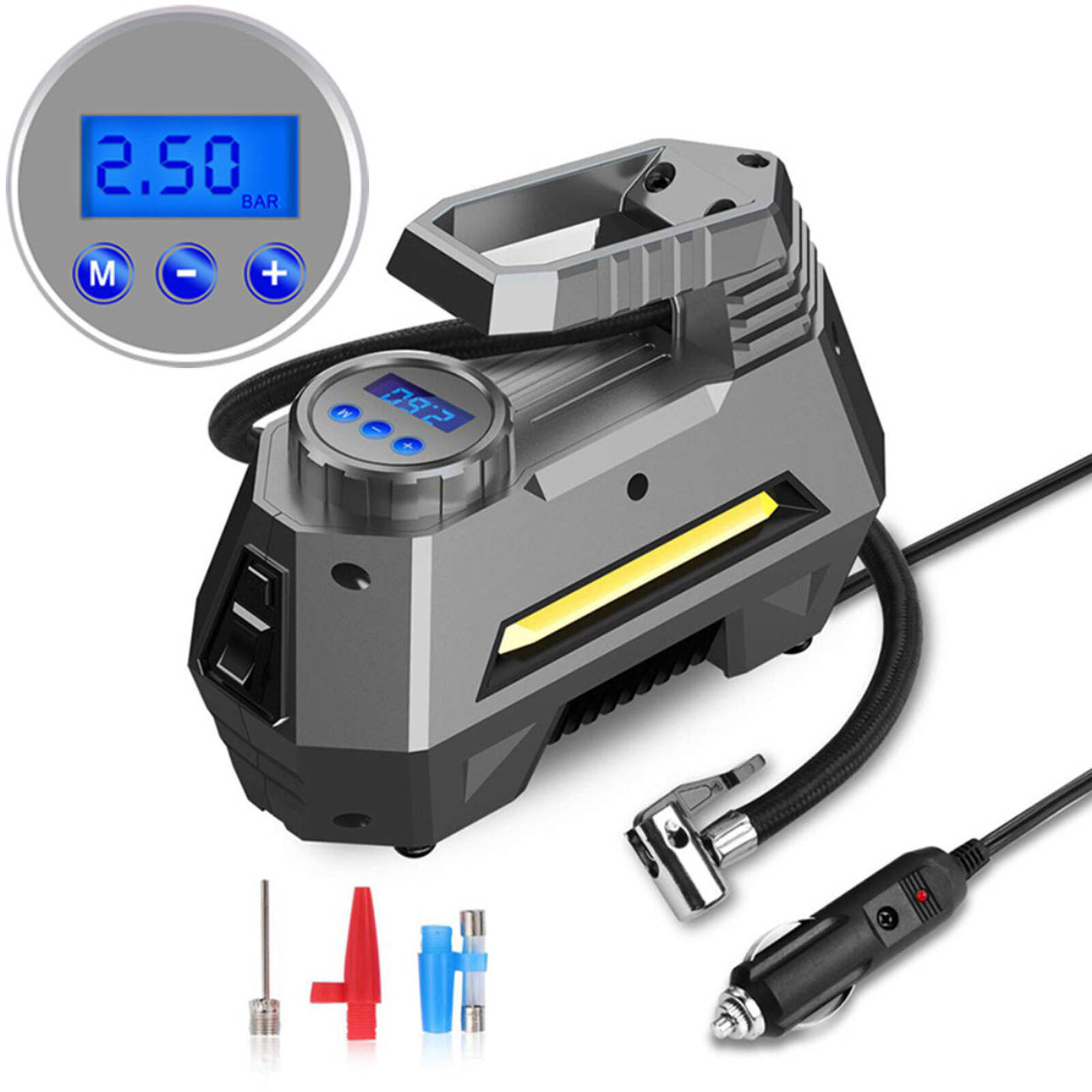 Portable Digital Car Air Compressor Tire Inflator With Emergency Flashlight Bunnings Australia