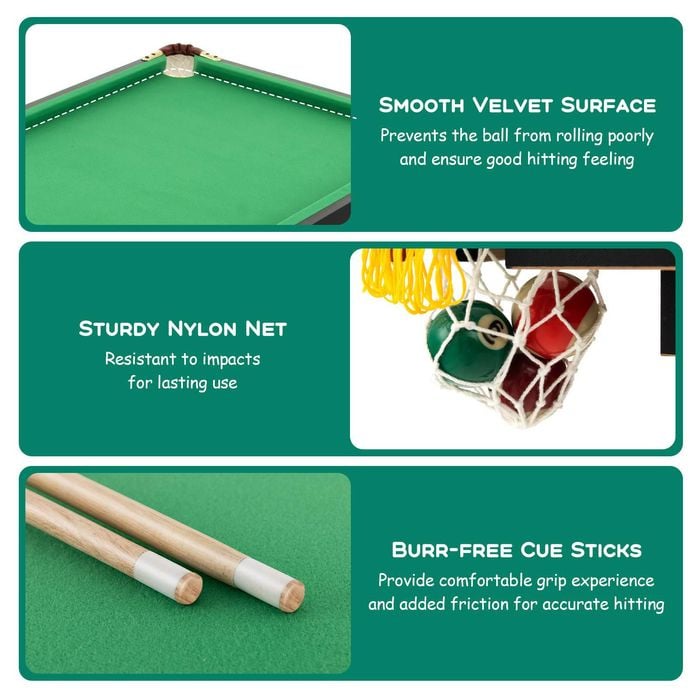 Costway Foldable Mini Billiard Table Set Portable Snooker Pool Game Toy ...