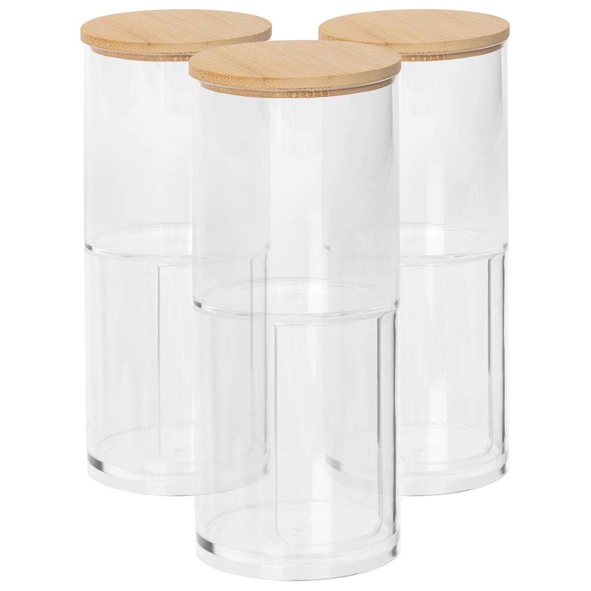 Harbour Housewares Reusable Plastic Stacking Bathroom Canisters with ...