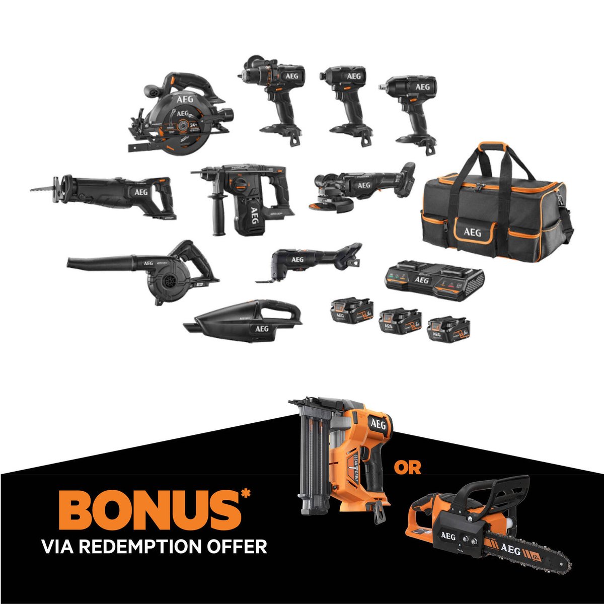 AEG 18V FUSION Limited Edition 10-Piece Combo 8Ah/5Ah FORCE Kit ...