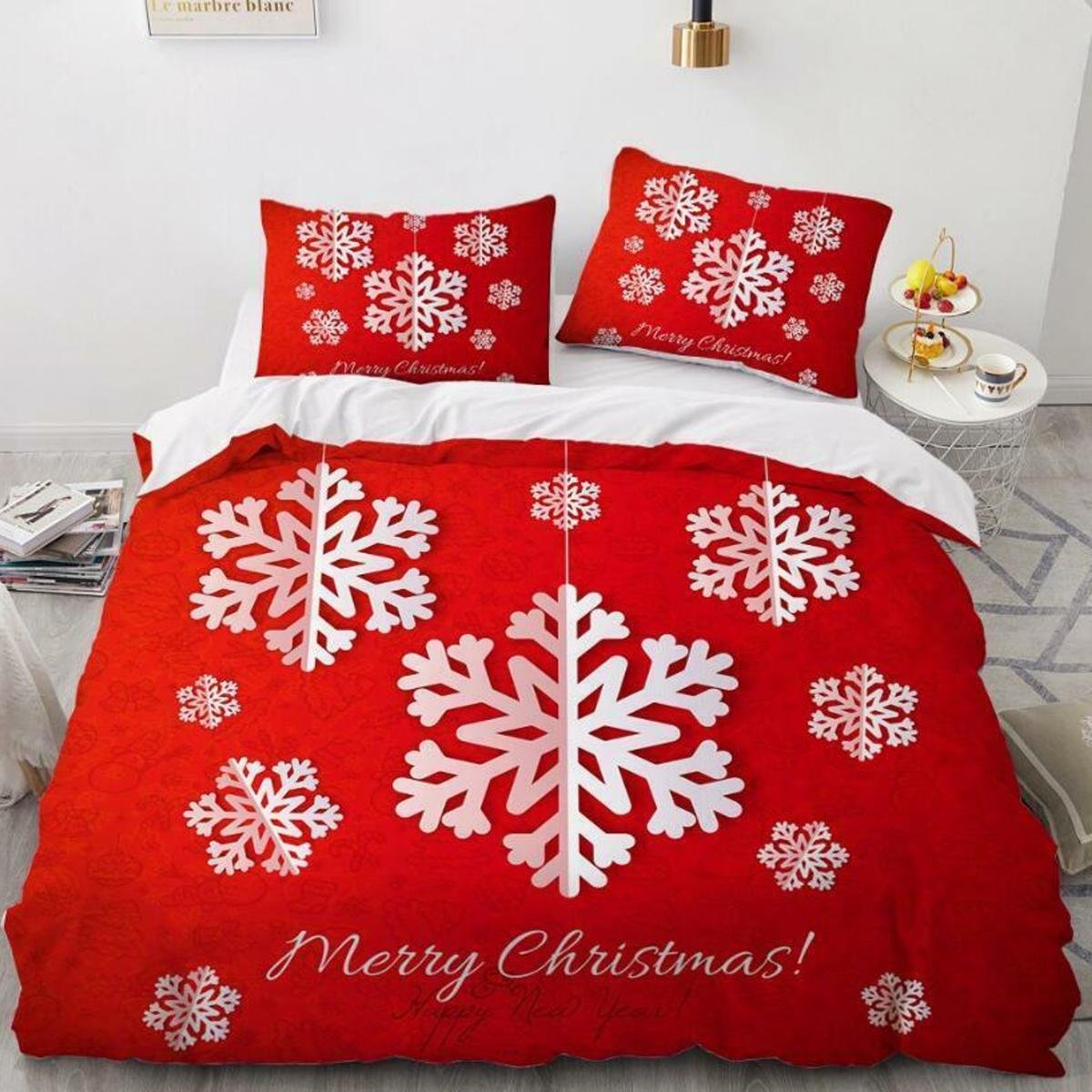 3D White Snowflakes 348 Bed Pillowcases Quilt King Size - Bunnings ...