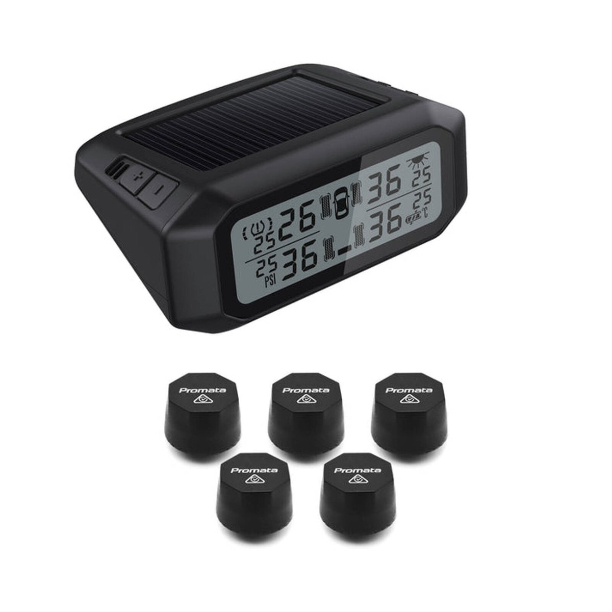 Promata Mata 1 Solar Powered Tyre Pressure Monitor - 5 External Sensors ...