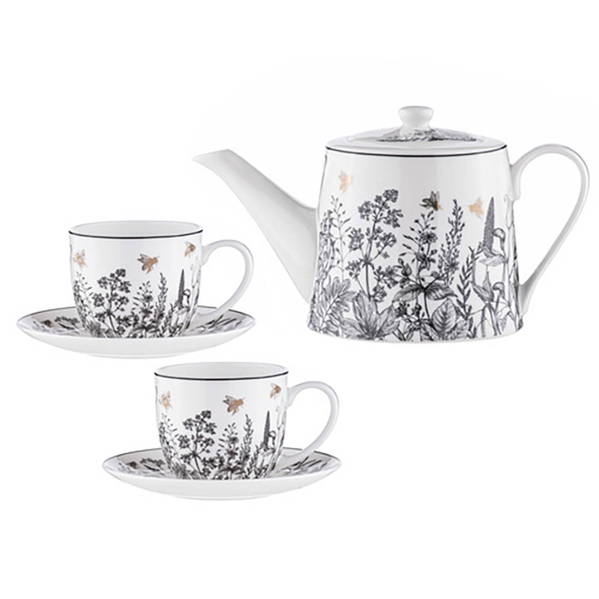 5pc Ashdene Queen Bee Tea Set w/ Teapot/2x Cup/Saucer - Bunnings Australia