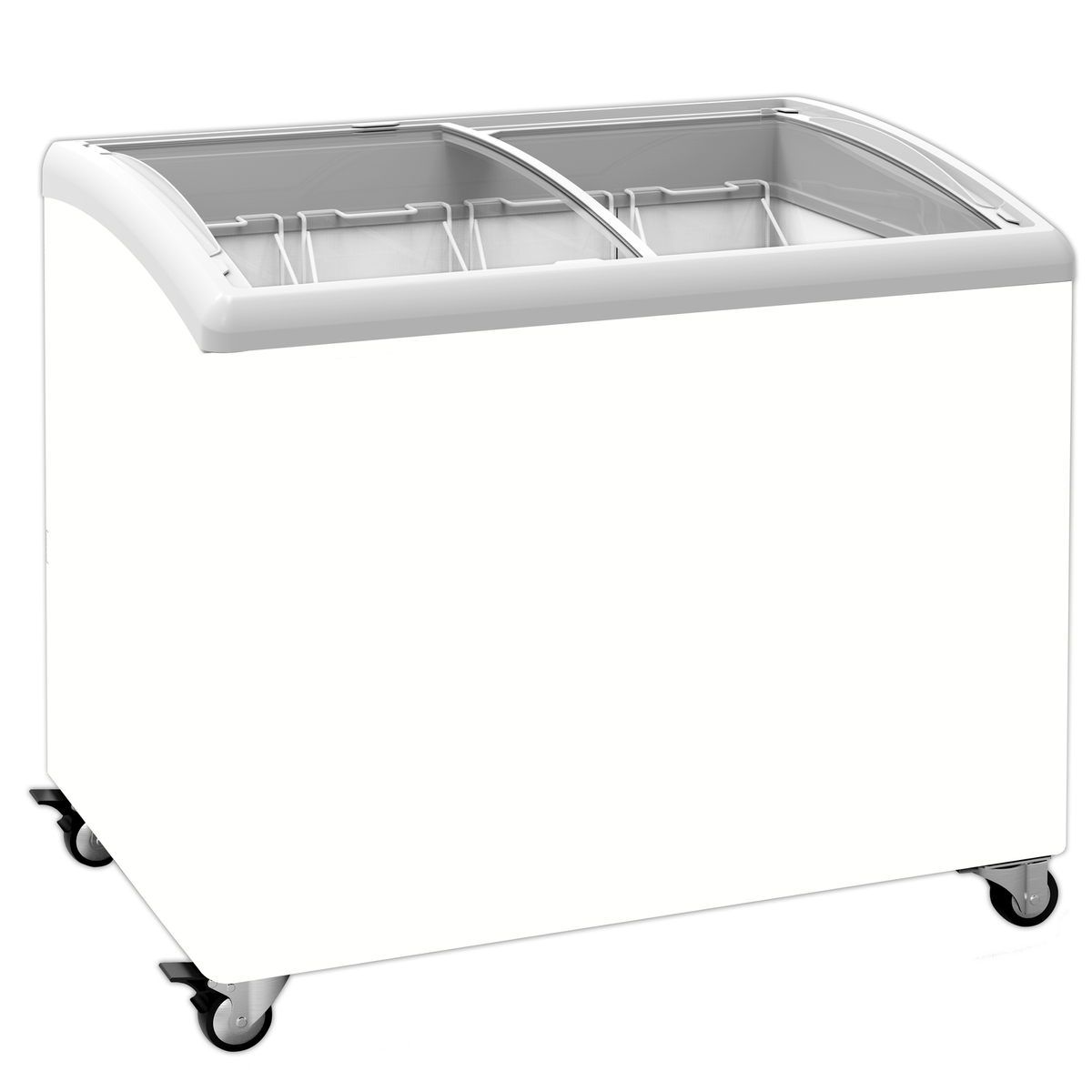 Exquisite Curved Glass Display Chest Freezers with 4 Baskets with LED ...