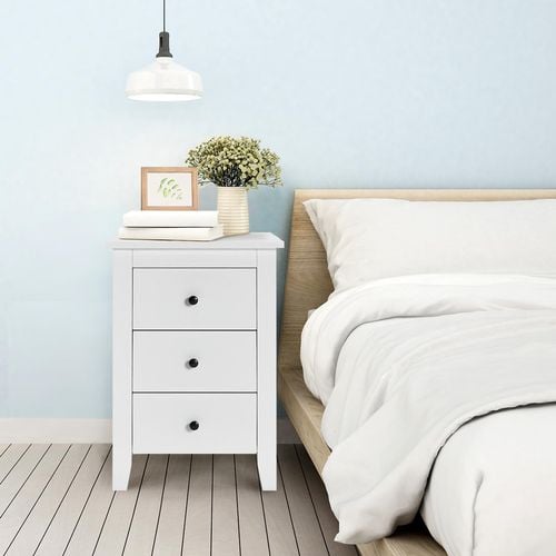 Costway 2x Bedside Tables Wood White - Bunnings Australia