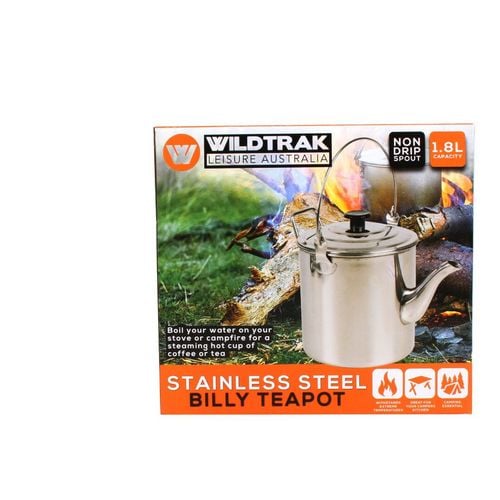 Wildtrak 1800ml Stainless Steel Billy Teapot - Silver - Bunnings Australia