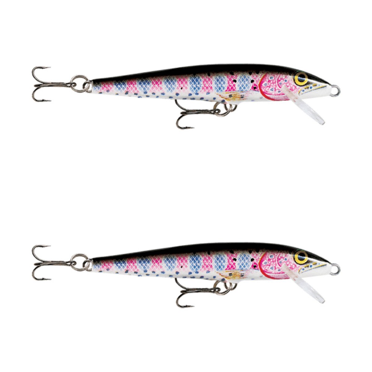 2x Rapala 7cm Original Floating Minnow Hard Body Fishing Lures - R'bow ...