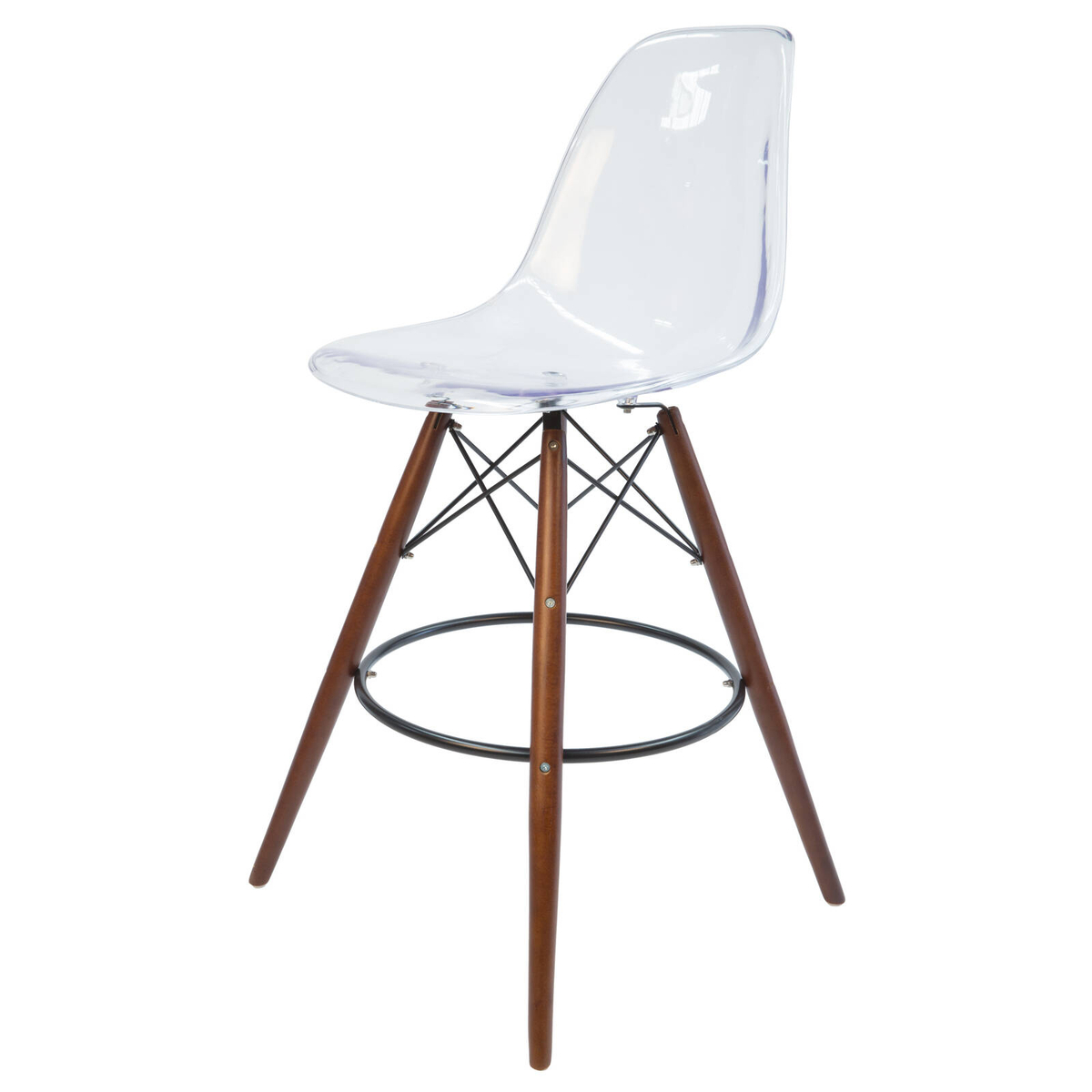 SK Designer Living | Replica Eames DSW Stool | Clear & Walnut - Bunnings Australia