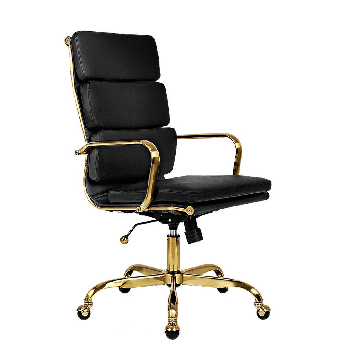 Furb Office Chair Executive High Back Gold Frame Black Pu Leather ...