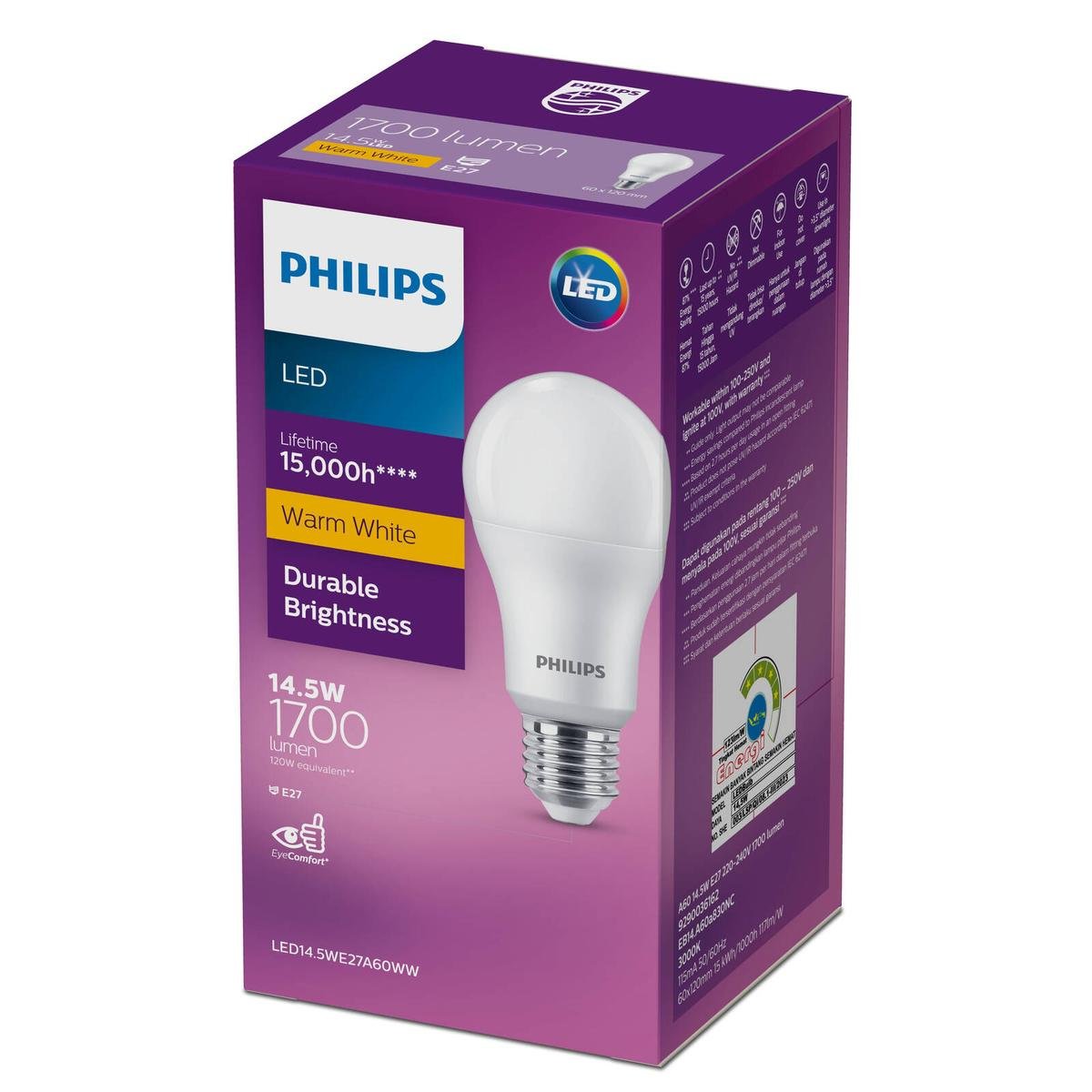 Philips A60 E27 LED 1700lm Warm White 14.5W Megabright Globe - Bunnings ...