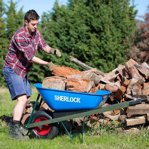 Sherlock 100L Steel Tray Wide Wheel Wheelbarrow Bunnings Australia