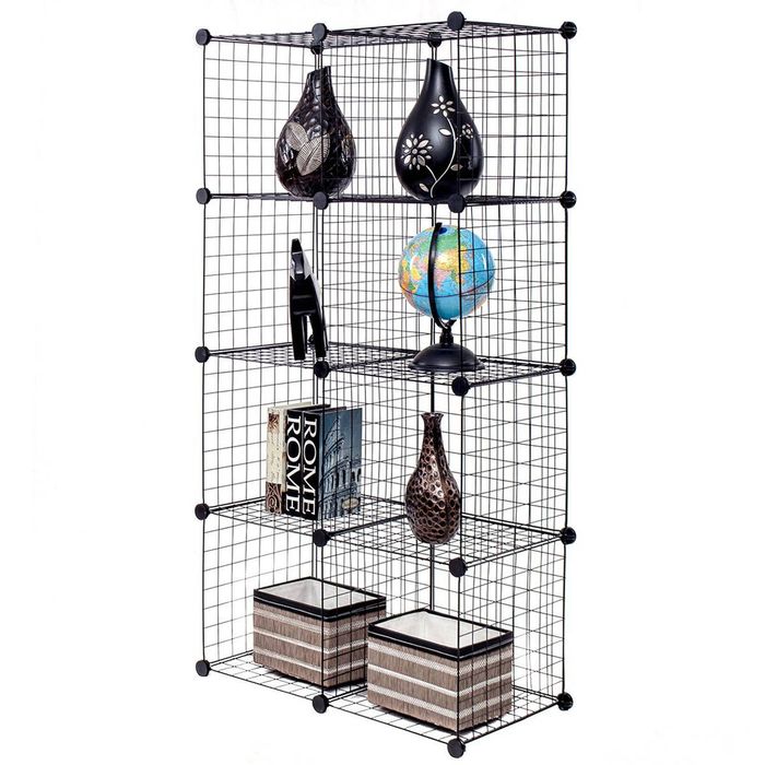 Costway 8-Cube Gird Wire Storage Cabinet Modular Shelf Foldable ...