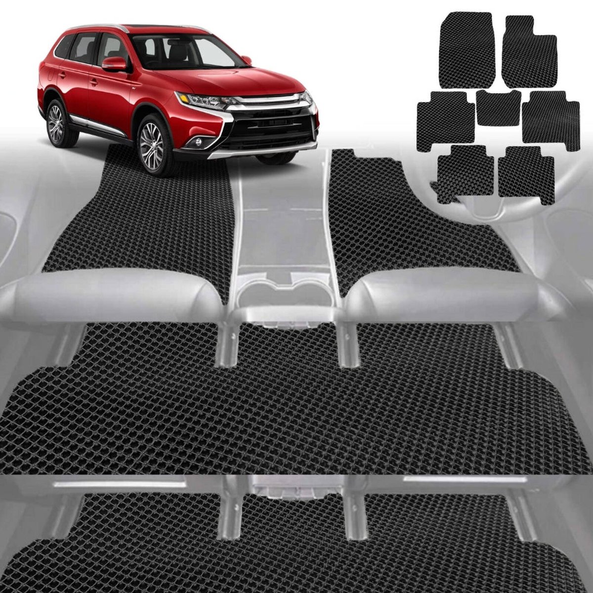 6D Diamond Car Floor Mats for Mitsubishi Outlander 2012-2018-Ultimate ...